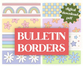 PRINTABLE Rainbow Bulletin Board Borders | Printable Classroom Borders ...