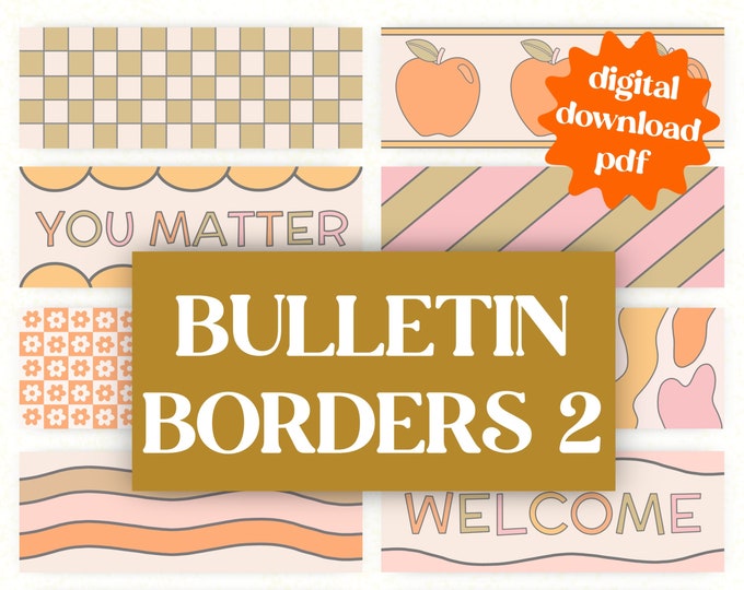 Printable Boho Checkered Bulletin Board Borders, Scalloped Classroom ...