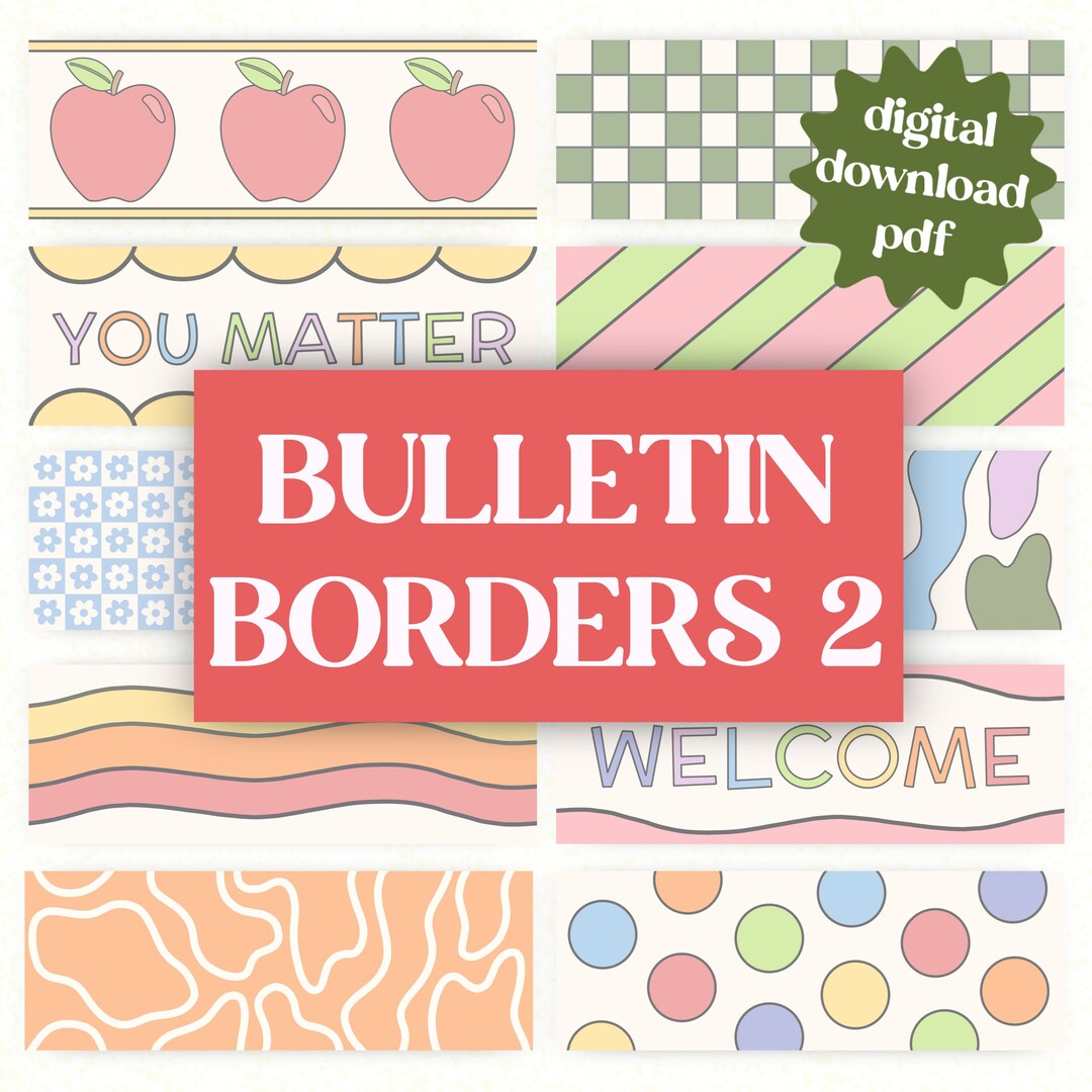 Rainbow Bulletin Borders 2 Printable Classroom Borders Elementary ...