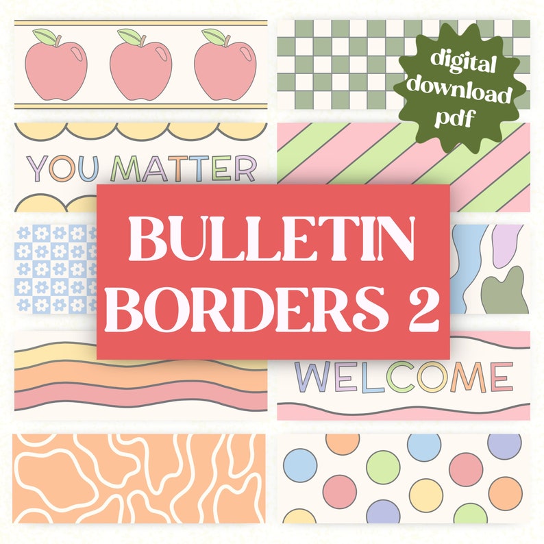 Rainbow Bulletin Borders 2 Printable Classroom Borders Elementary ...
