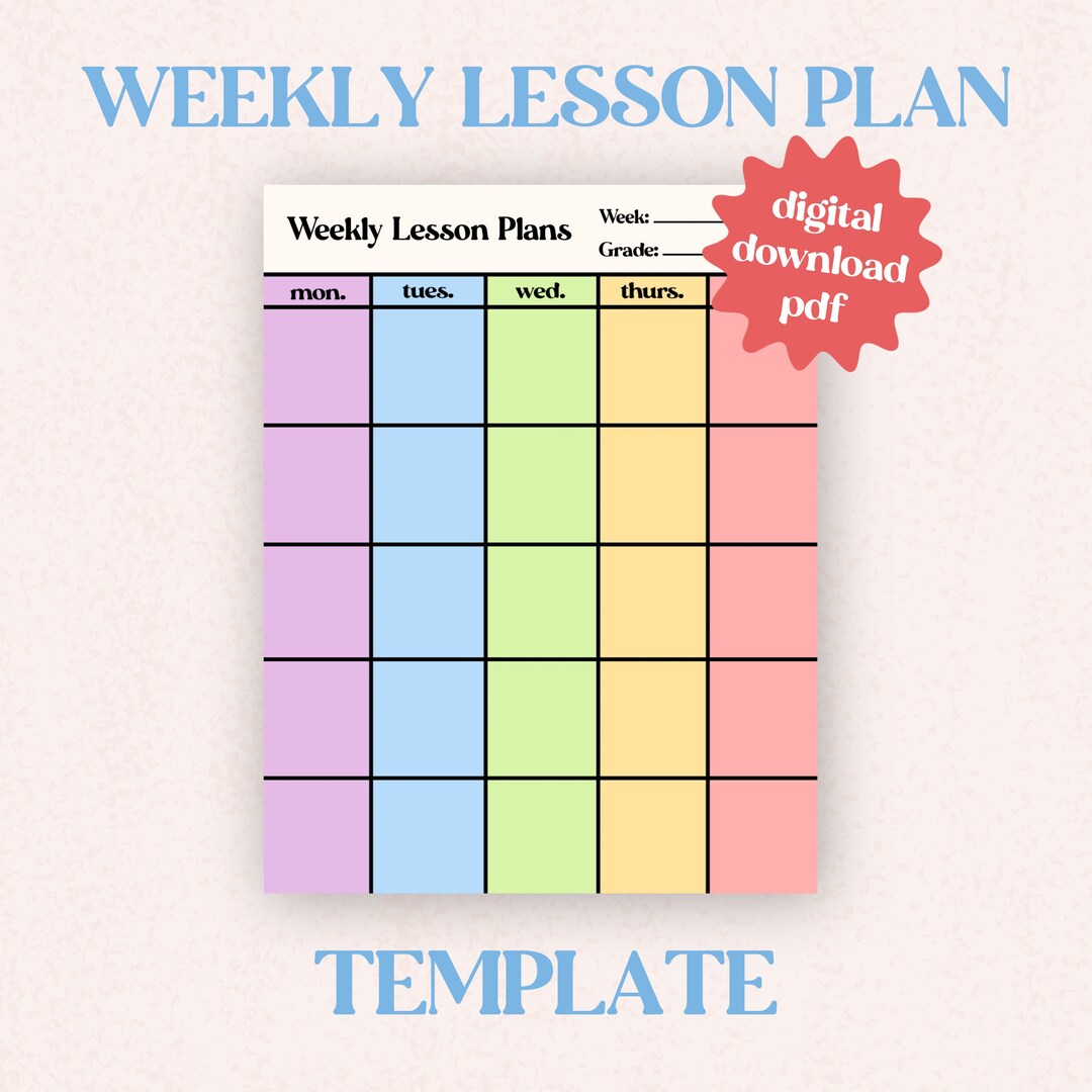 Weekly Lesson Plan Template | Teacher Lesson Plans | Weekly Lesson Plan ...