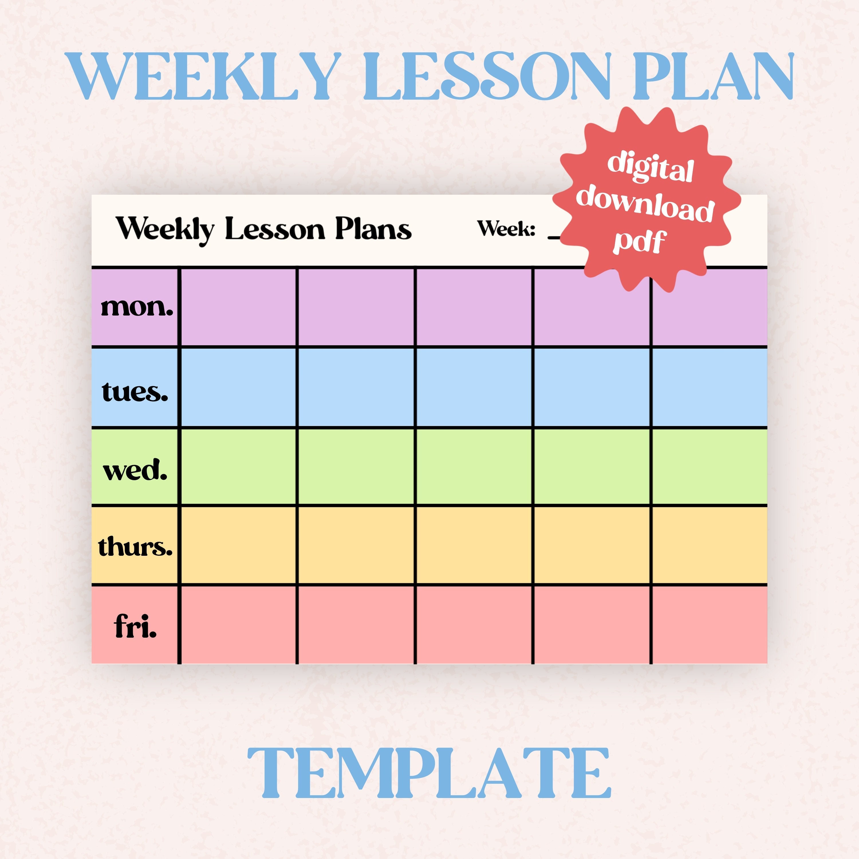 Weekly Lesson Plan Template Teacher Lesson Plans Weekly Lesson Plan ...