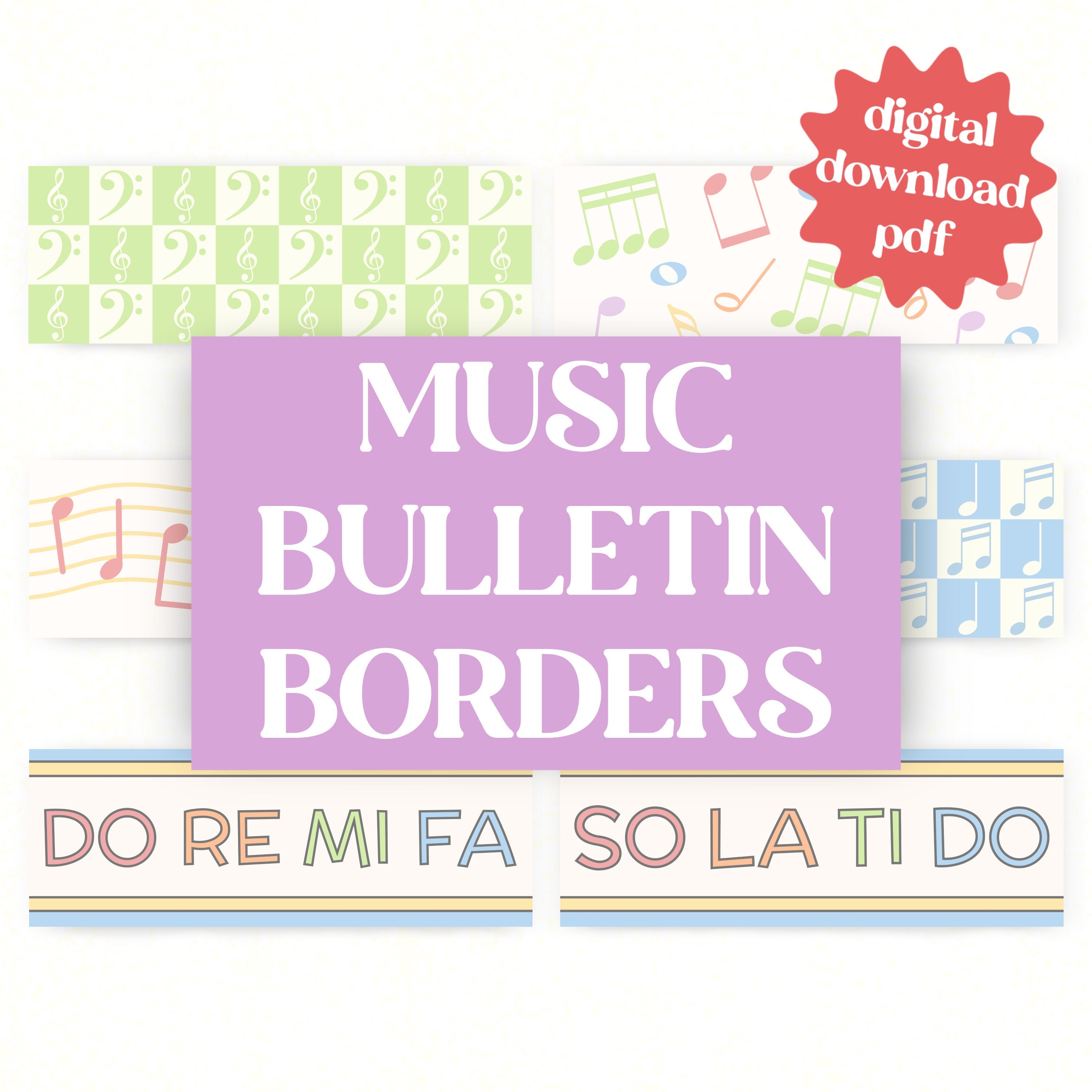 Music Bulletin Borders Rainbow | Music Classroom Decor | Music ...