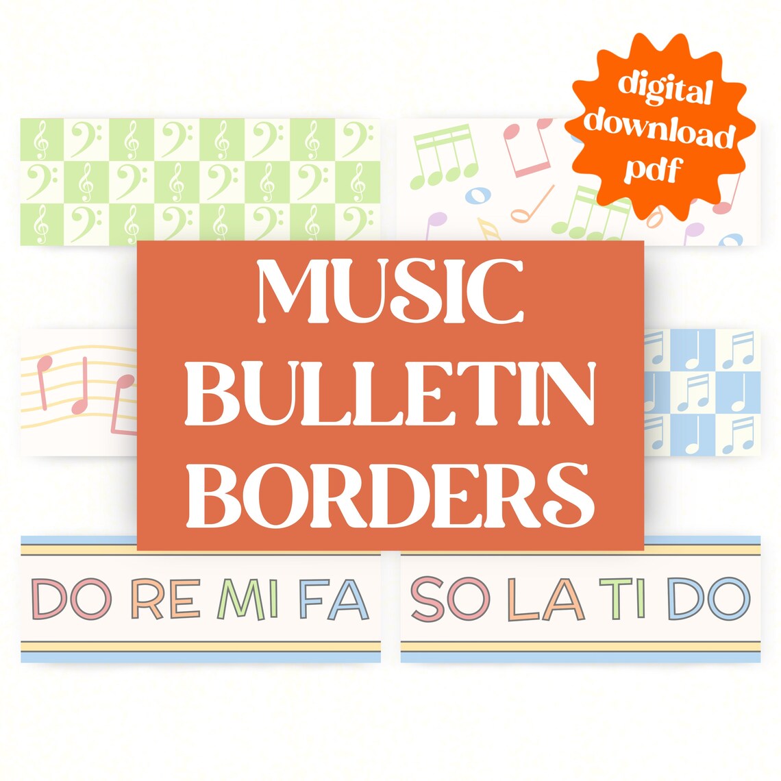 Music Bulletin Borders Rainbow Music Classroom Decor Music - Etsy