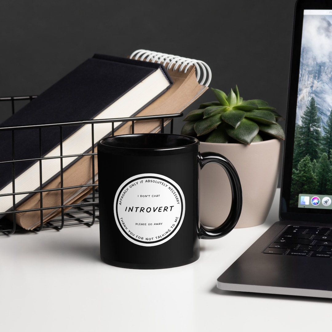 Introvert Badge | Leave Me Alone Black Glossy Mug - Etsy