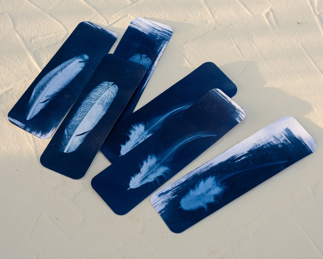 Two Random Bookmarks in Cyanotype - Blue Bookmark - Bookmark Flower - Etsy