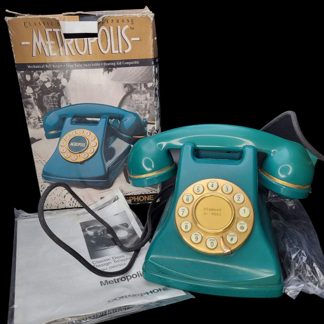 Vintage Conair-model SW2504 Metropolis Phone Green W/box Push Button ...