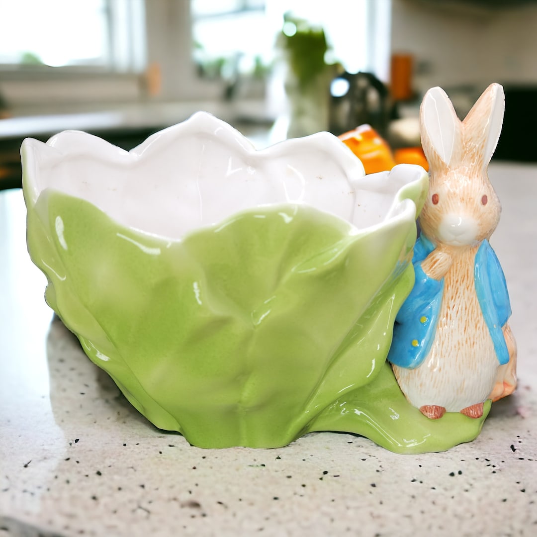 Vintage 1998 Peter Rabbit Beatrix Potter Teleflora Cabbage Planter Dish ...