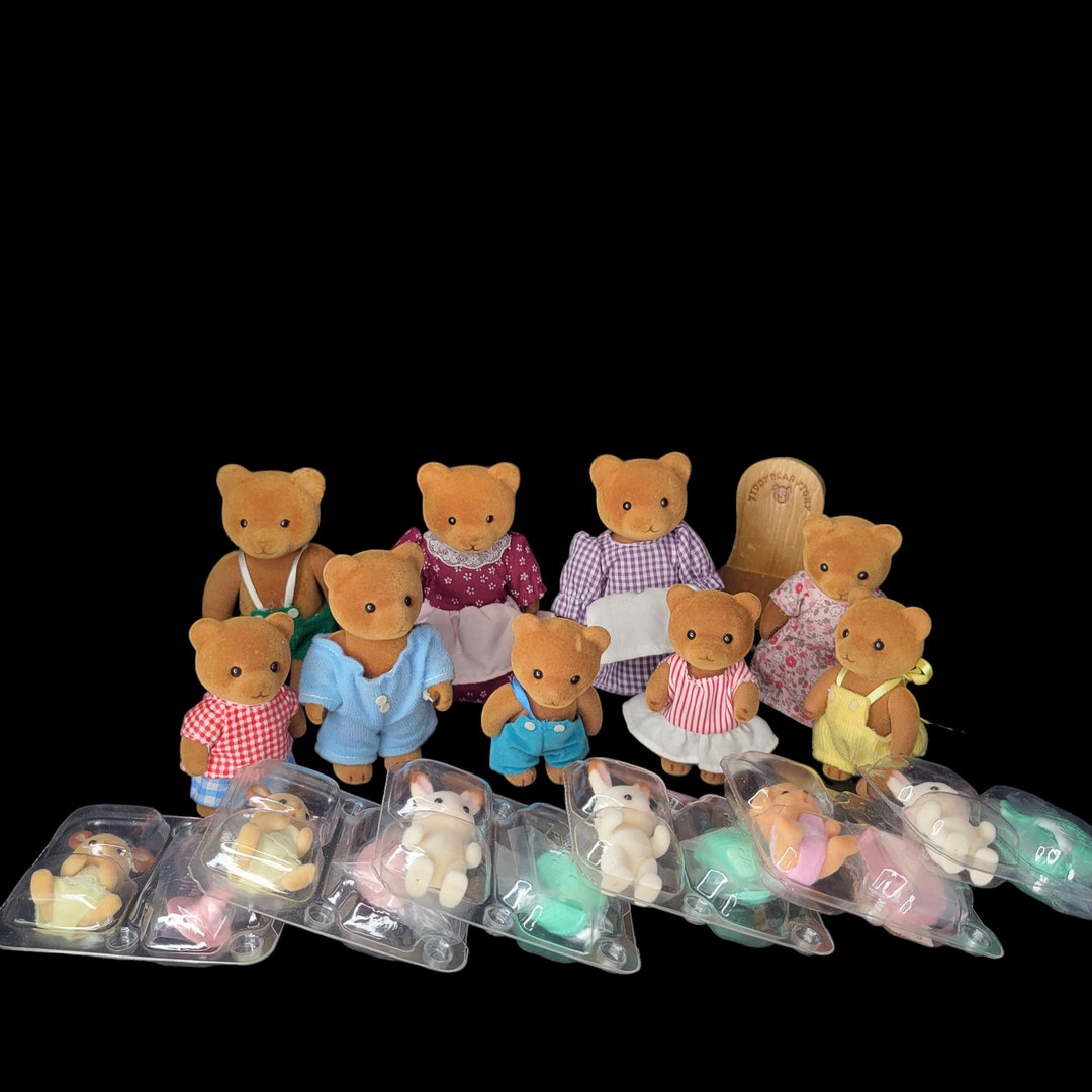 Huge Lot 1980's Calico Critters Felt Bears Bear Cub Baby Bunny Clothes Chair - Etsy