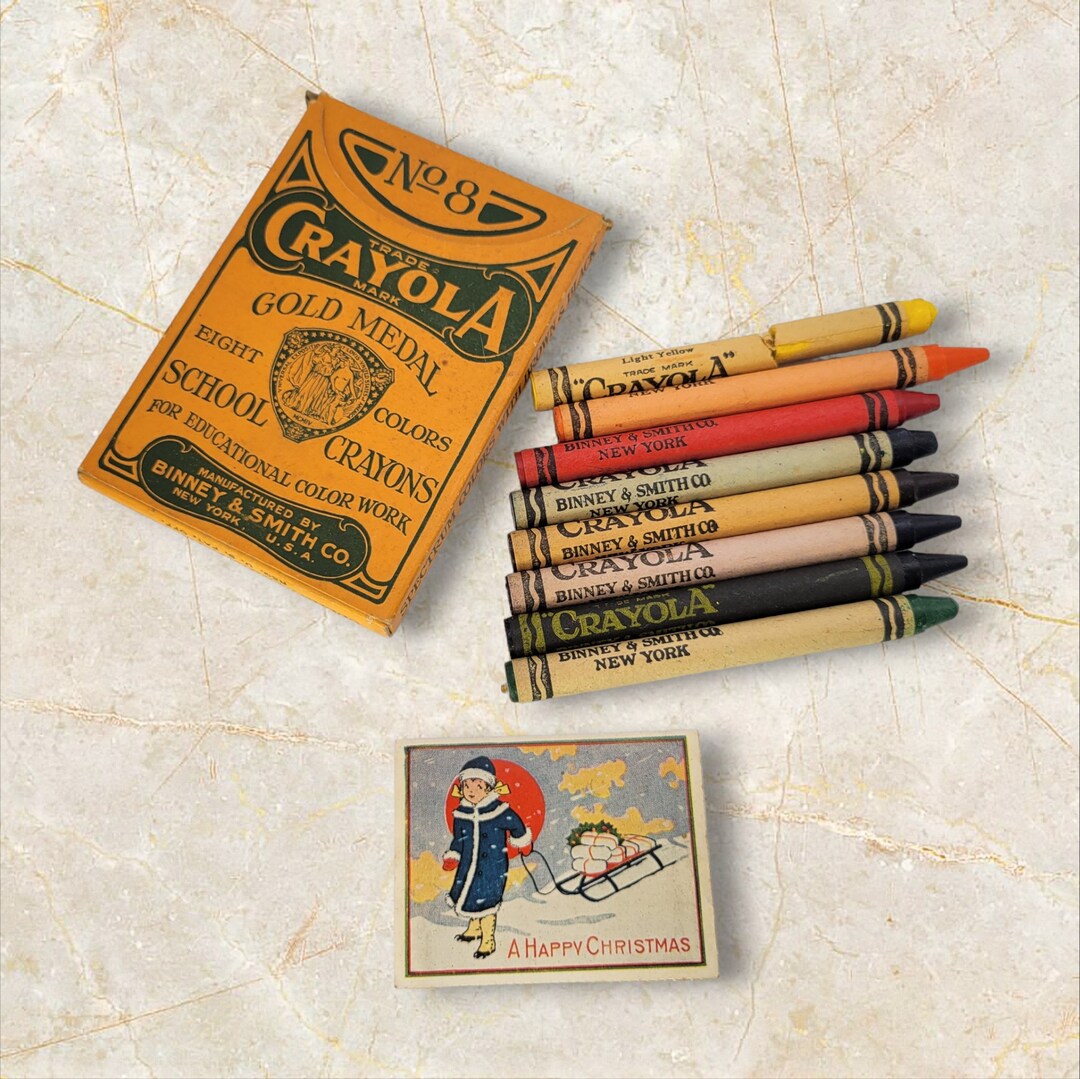 Early 1900's Original Antique No. 8 Crayola School Color Crayons Binney ...