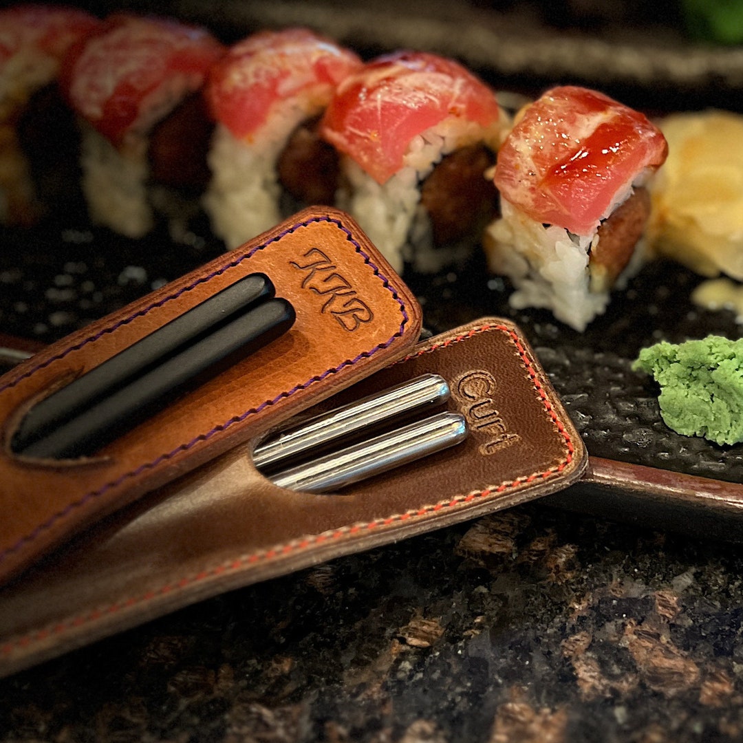 American Horween Leather Chopsticks Case. Handmade to Order ...