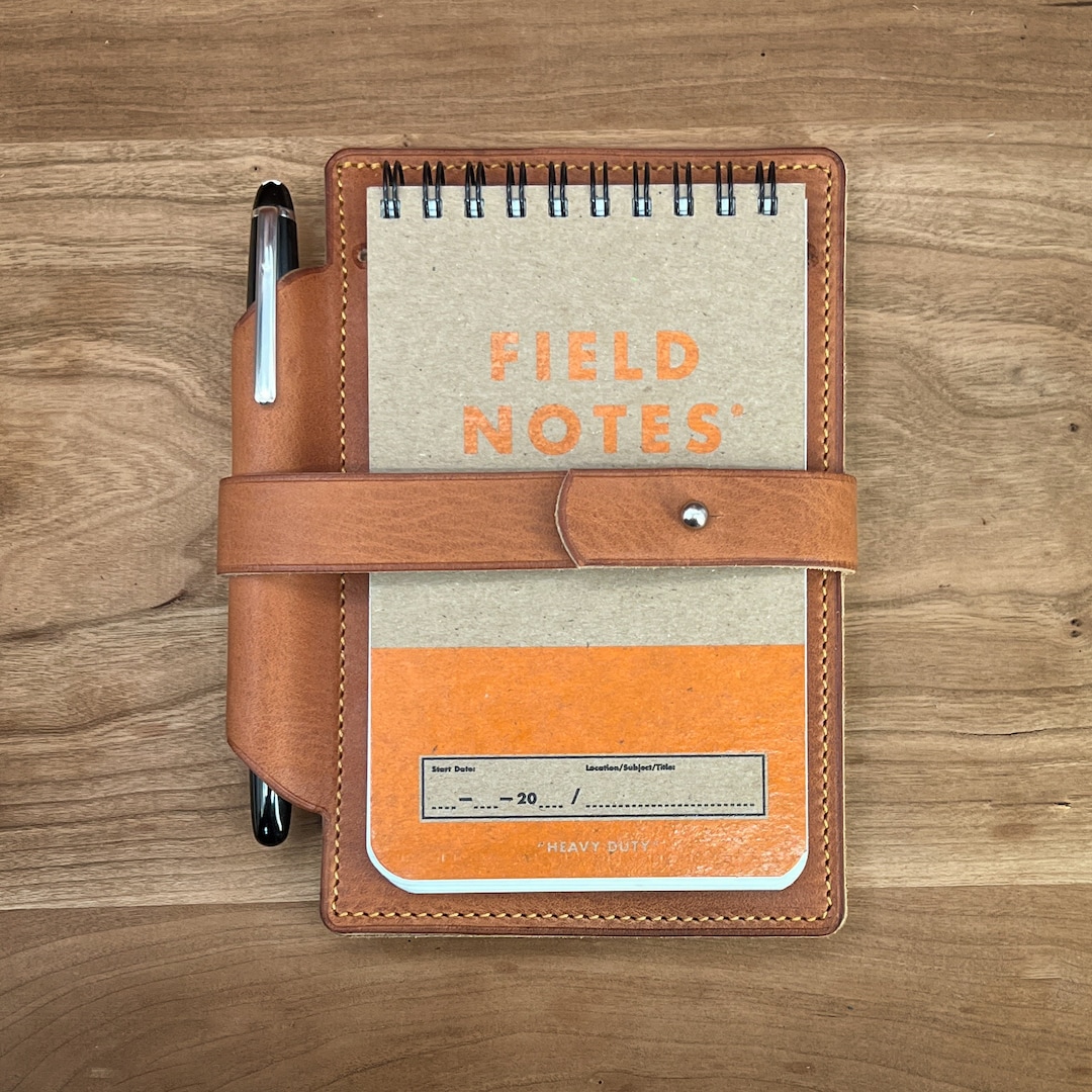 Customizable Spiral Flip Notebook Cover in Horween Leather for 3.5 X 5. ...