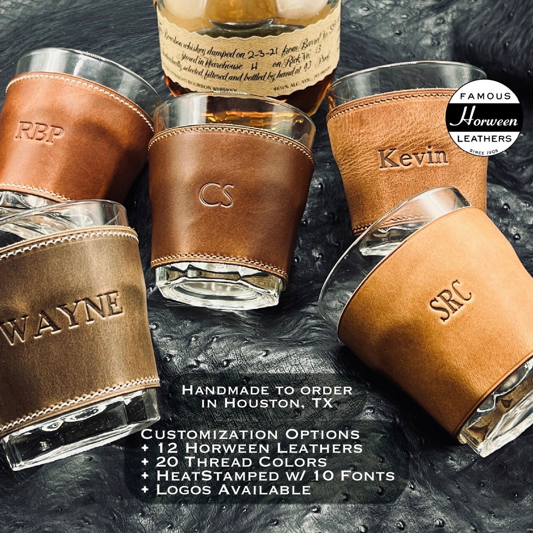 Personalized Bourbon Glasses Leather Whiskey Glass Bourbon Etsy