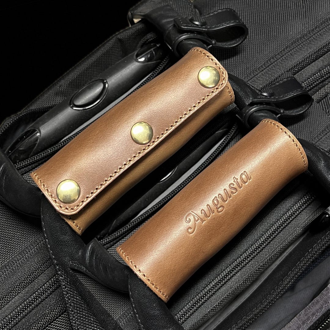 Handmade Leather Handle Cover With Snaps for Luggage. Made to Order ...