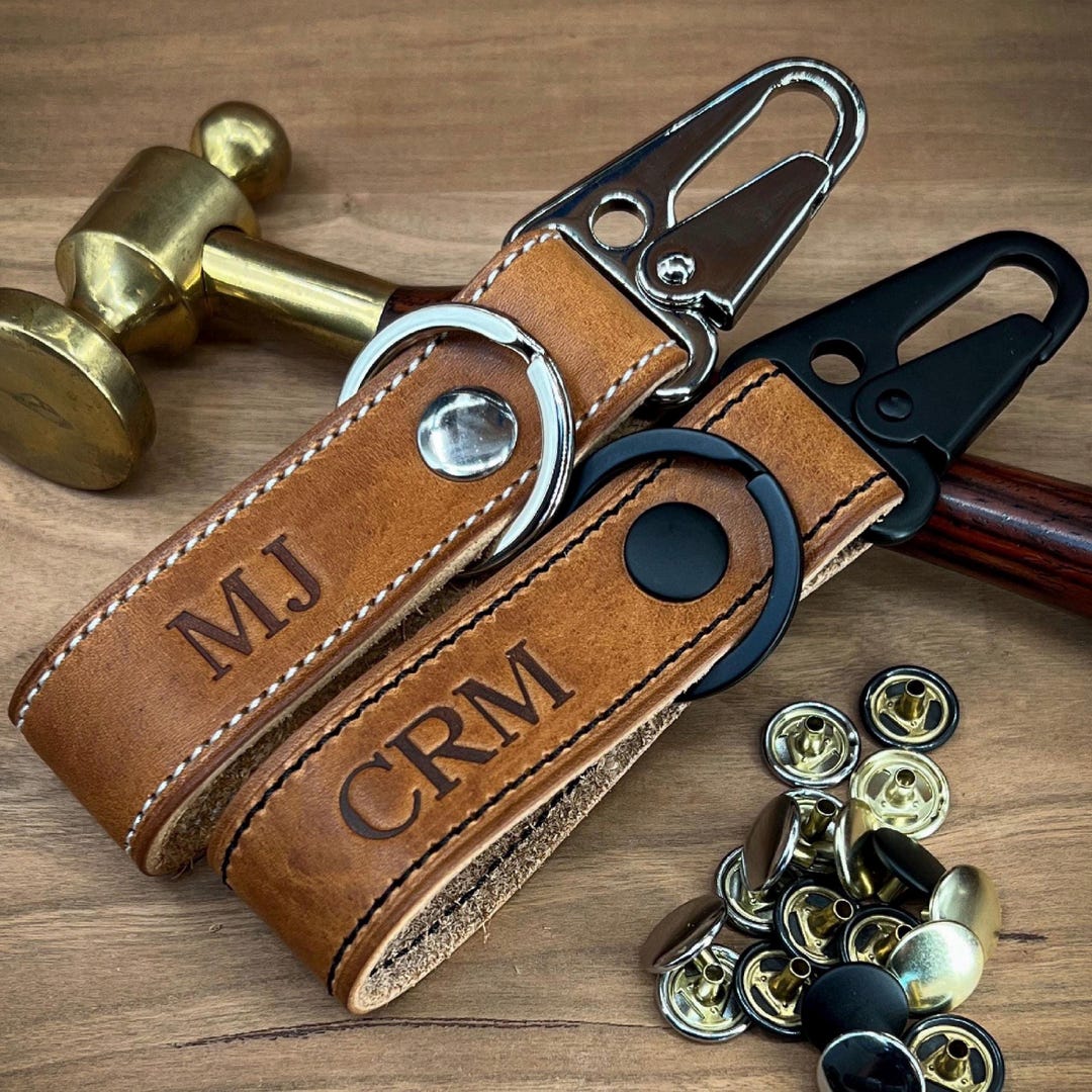 American Horween Leather Keychain for Men. Handmade With Premium ...