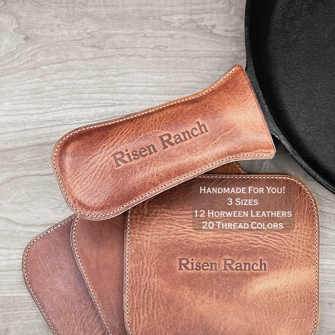 Custom Skillet Handle Cover in Horween Leather With 3 Sizes. Handmade ...