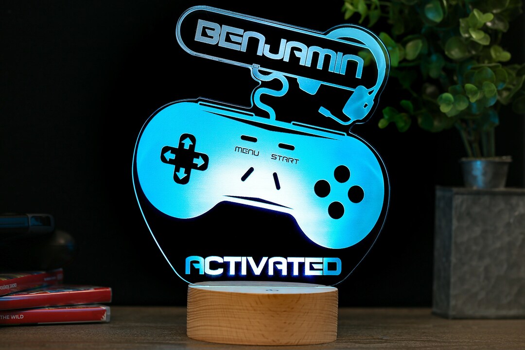 Gamer LED Night Light, Personalized Kid's Room Video Game Controller W ...