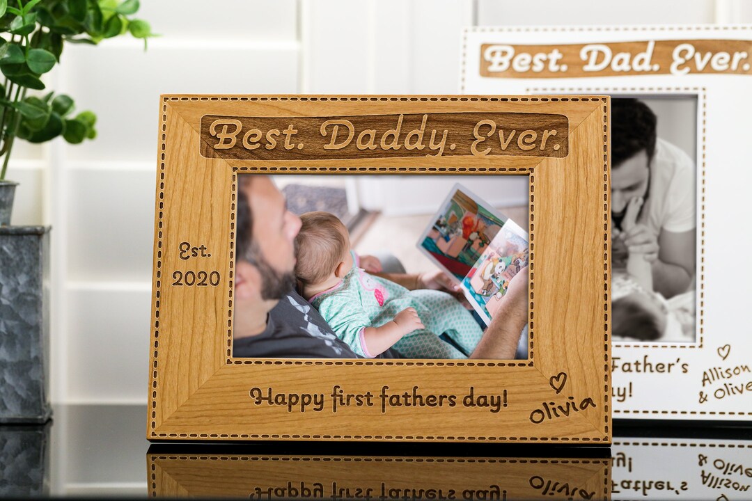 Father's Day Best Dad Ever Personalized Picture Frame, First Fathers ...
