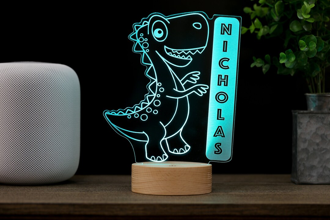 Dinosaur Decor Lamp, Personalized LED Night Light, Nursery Baby Kids ...