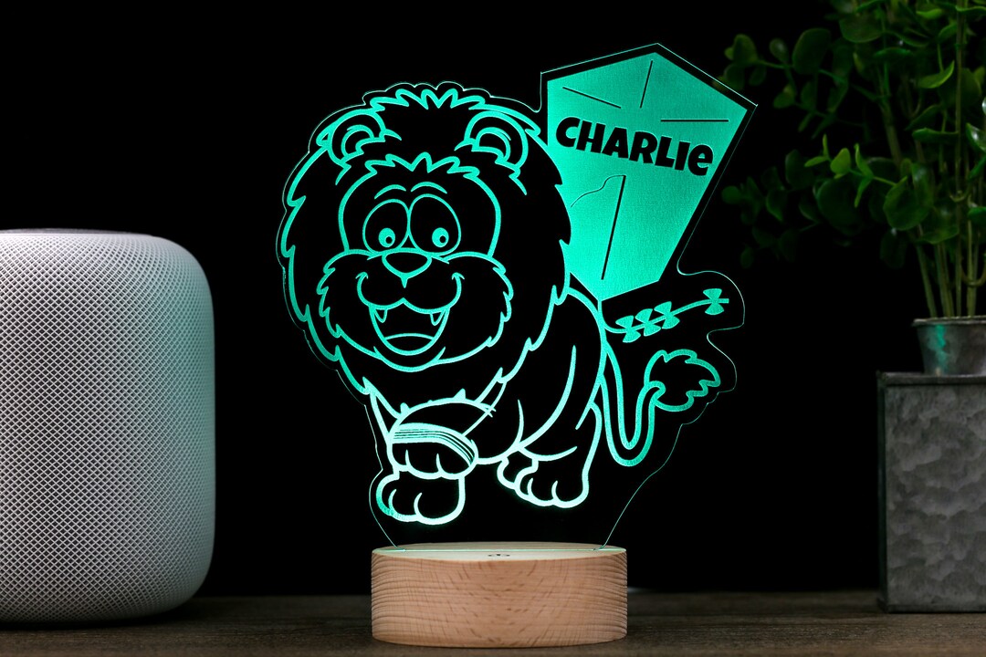 Lion Kids Decor Lamp Personalized LED Night Light Nursery - Etsy