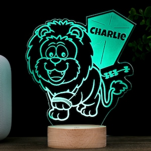 Lion Kids Decor Lamp Personalized LED Night Light Nursery - Etsy