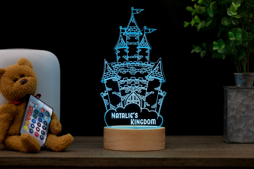 Castle Night Light Personalized, Princess & Knight Castle, Kids Bedroom ...
