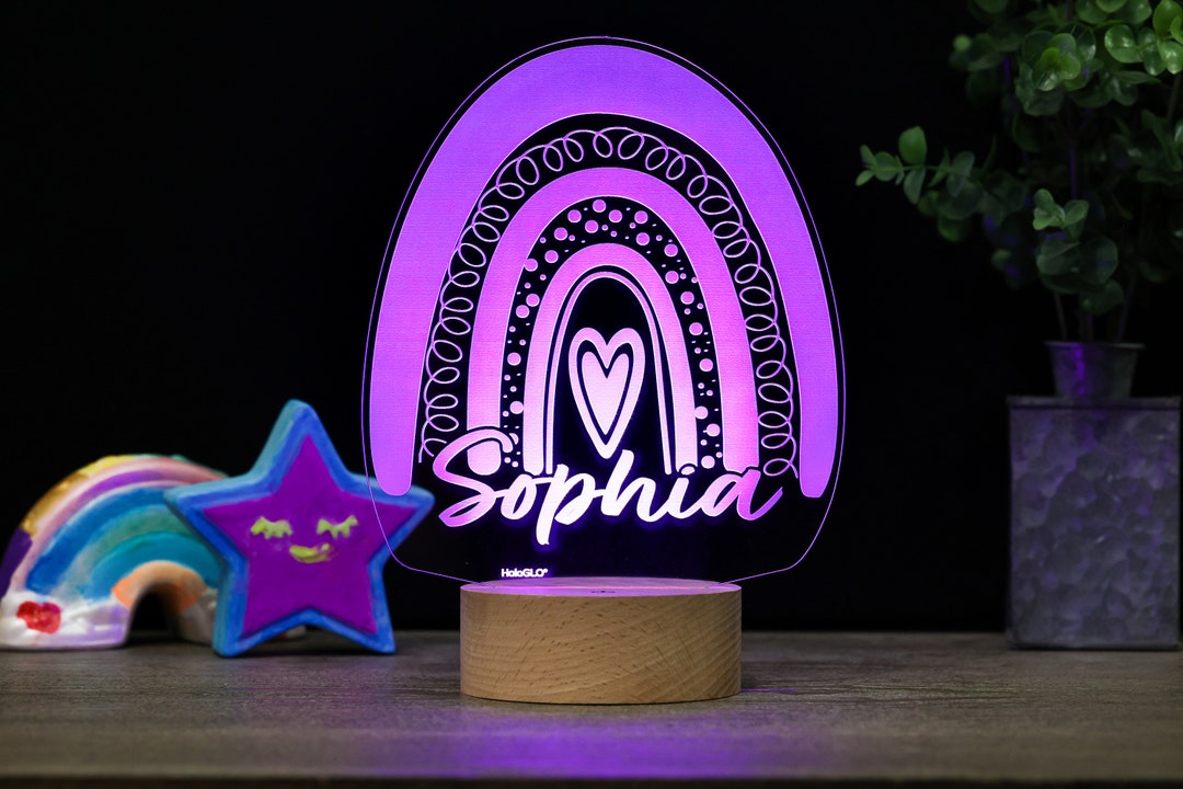 Boho Rainbow Decor Lamp, Personalized Kids LED Night Light, Nursery ...