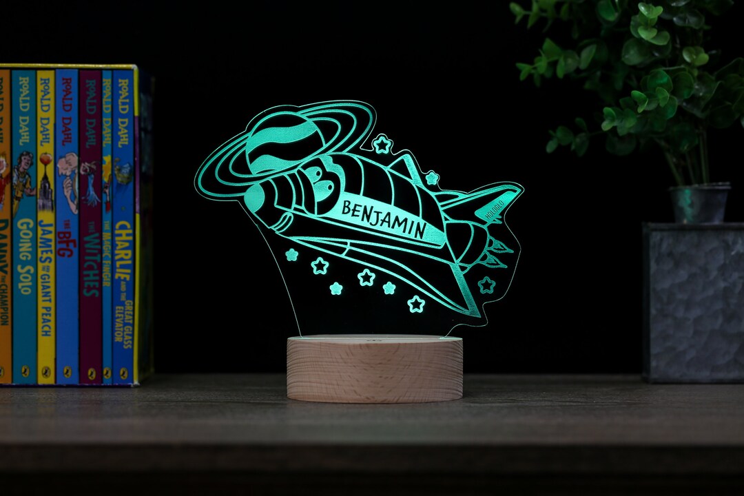 Space Shuttle Decor Kid's Night Light, Personalized Rocket Ship LED ...