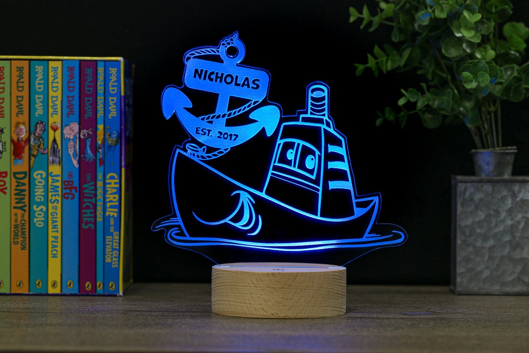Nautical Boat Decor Lamp, Personalized LED Anchor Night Light, Ocean ...