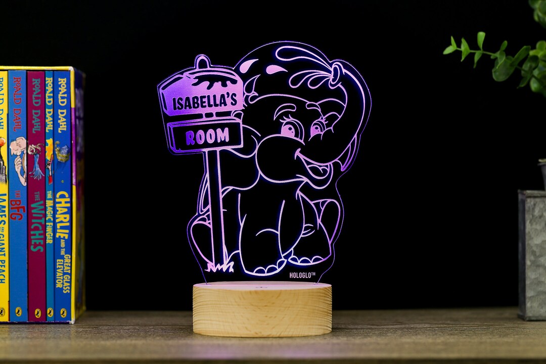 Elephant Bedroom Night Light, Personalized Kids Room Decor Lamp, Baby ...