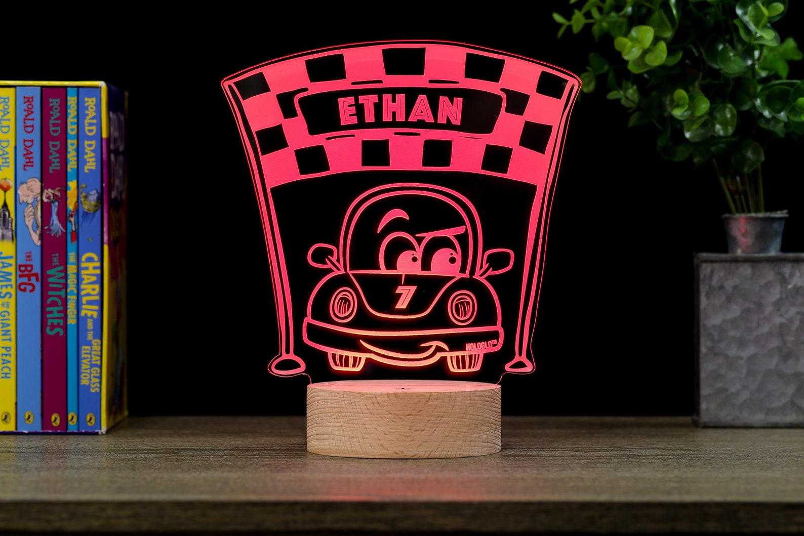 Race Car Decor Lamp, Personalized LED Night Light, Nursery Baby Kids ...