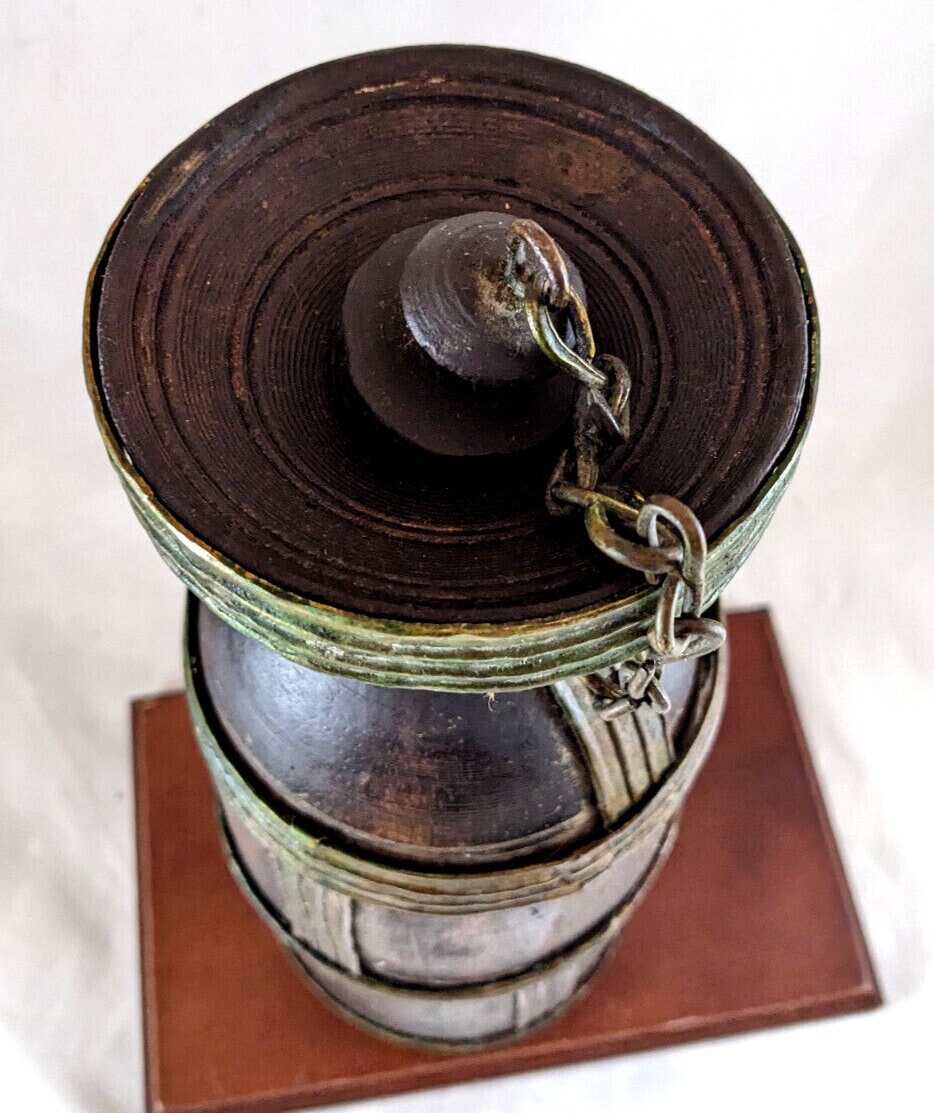 Vintage Tribal Art Jug/canteen Wood W/metal/brass Africa Ethiopia/south ...