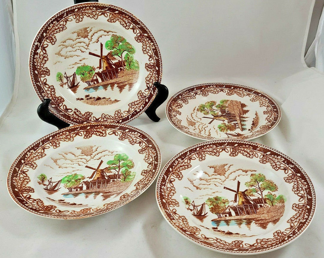Vintage Japan Ironstone Transfer Ware Wind Mill 4 Brown Bowls - Etsy