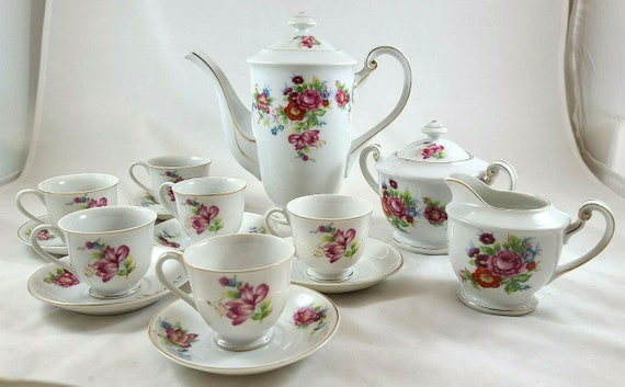 Yamaka Fine China Occupied Japan Tea Pot/6 Cups Saucers/cream - Etsy