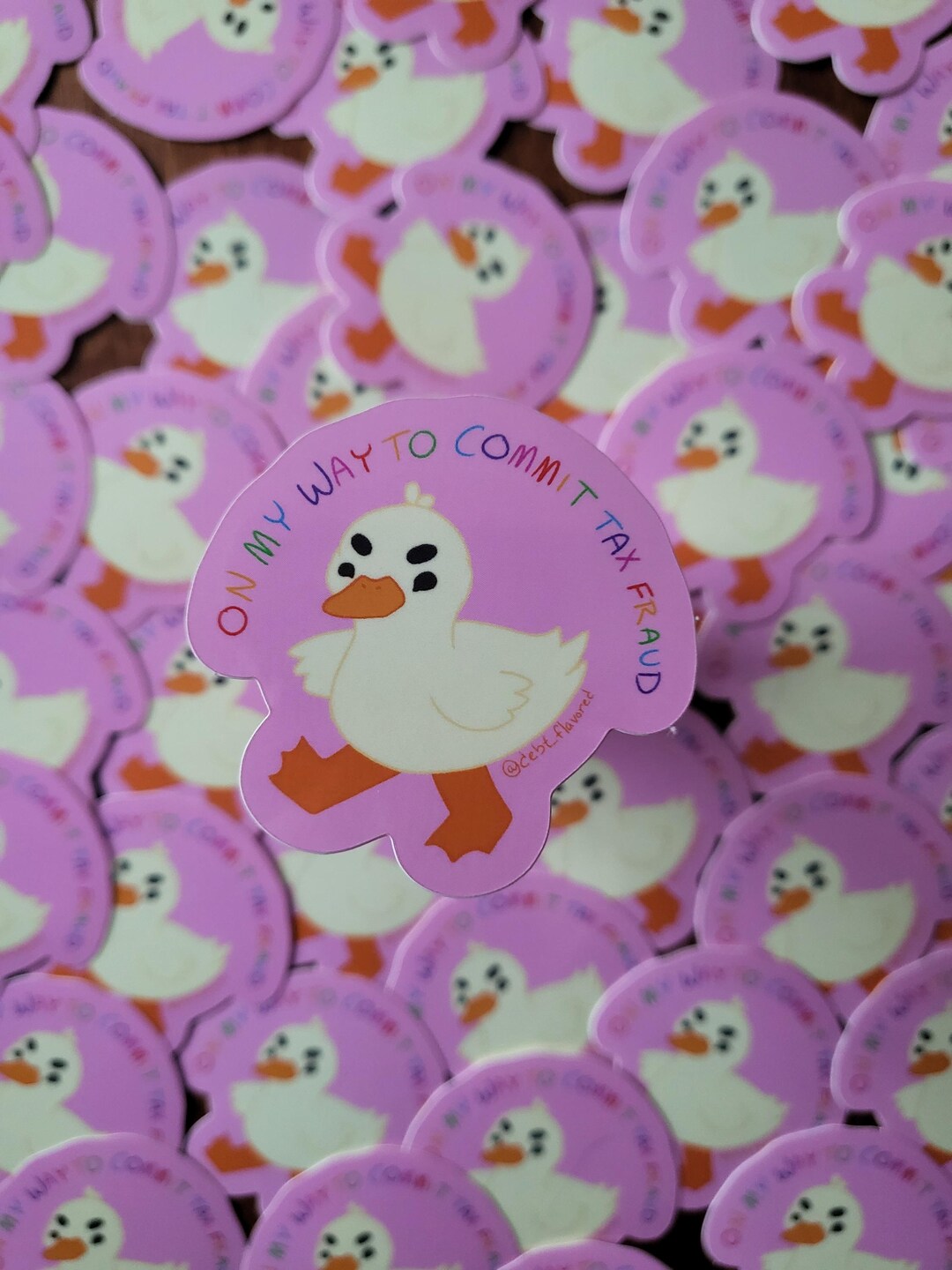 Tax Evasion Duck - Glossy Pink Background Vinyl Sticker - Etsy