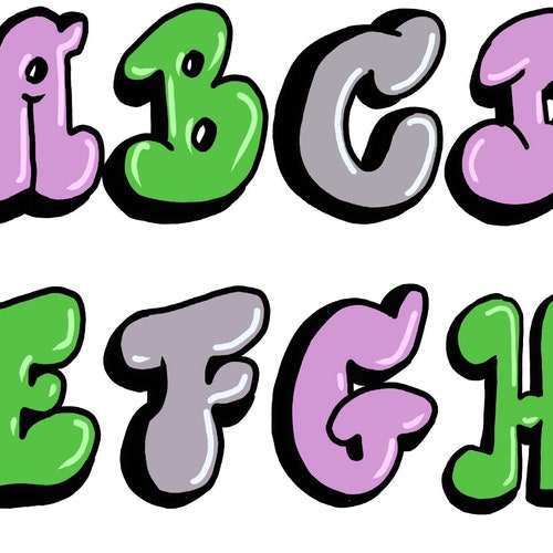 Bubble Letters SVG Cut File PNG - Etsy