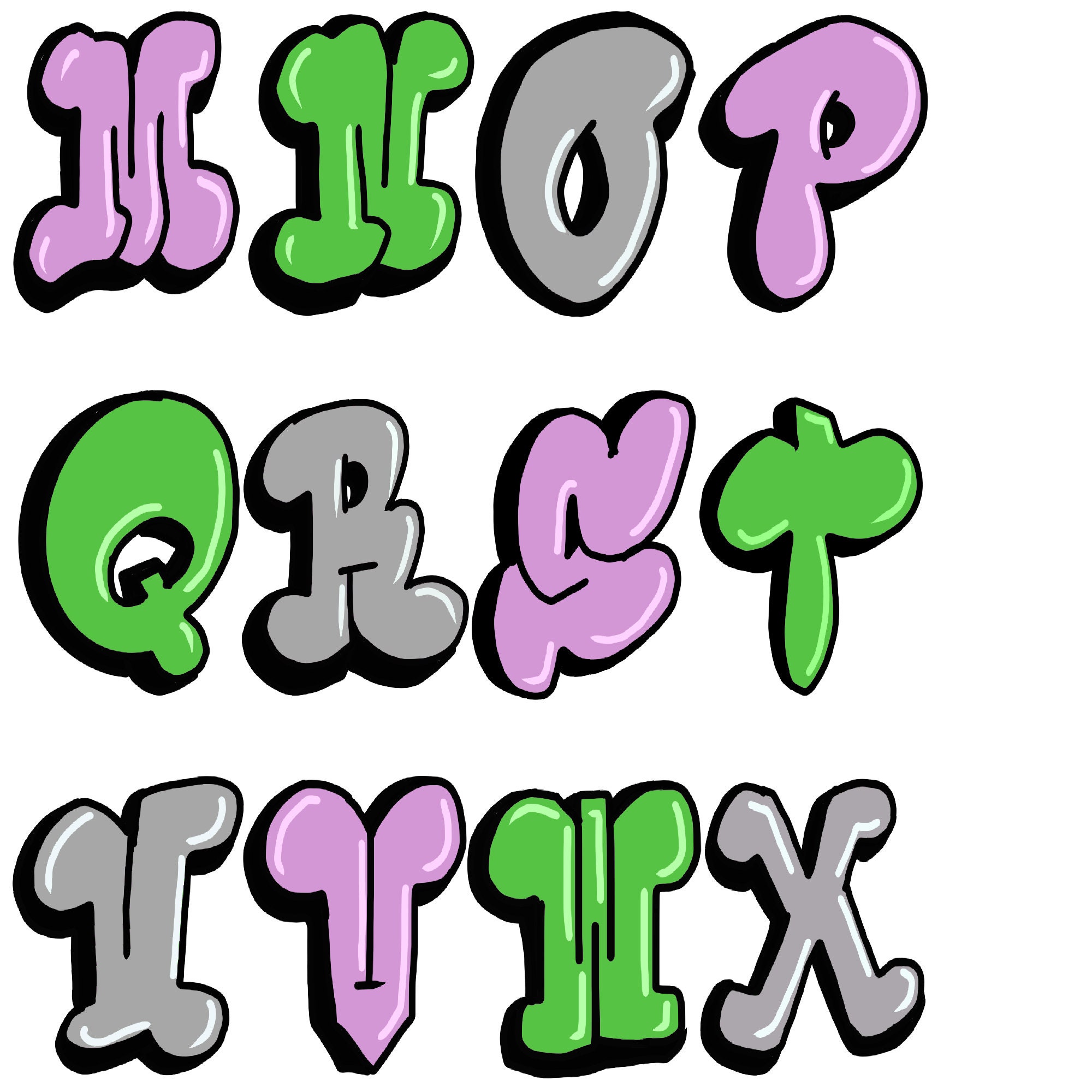 Bubble Letters SVG Cut File PNG - Etsy