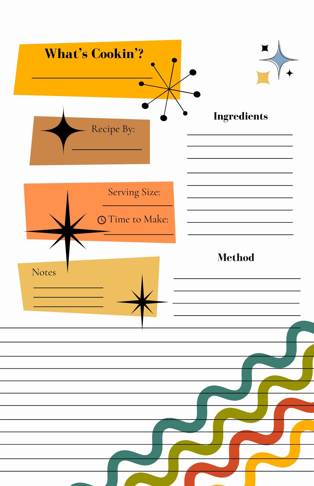 Cookbook Template and Cover Printable, Blank Recipe Page, Cook Book ...