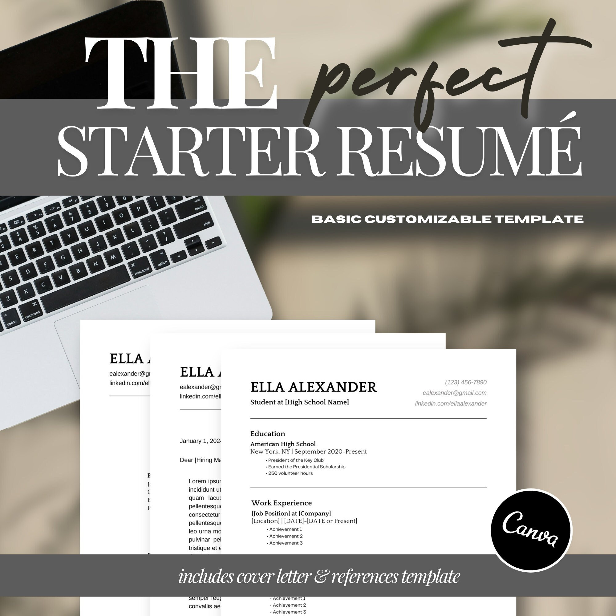 Editable Canva Resume Template for High School Students | Easy-to-use ...