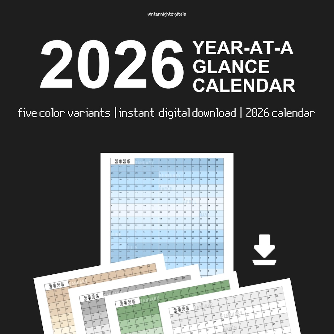 2026 Year-at-a-glance Calendar | Fortnight View, 24x36 Poster (digital ...
