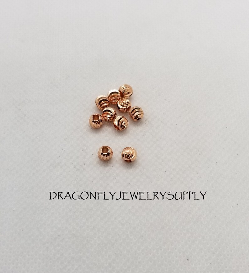 10 Pieces Rose Gold Spiral Ridged Round Spacer Beads Cadmium - Etsy