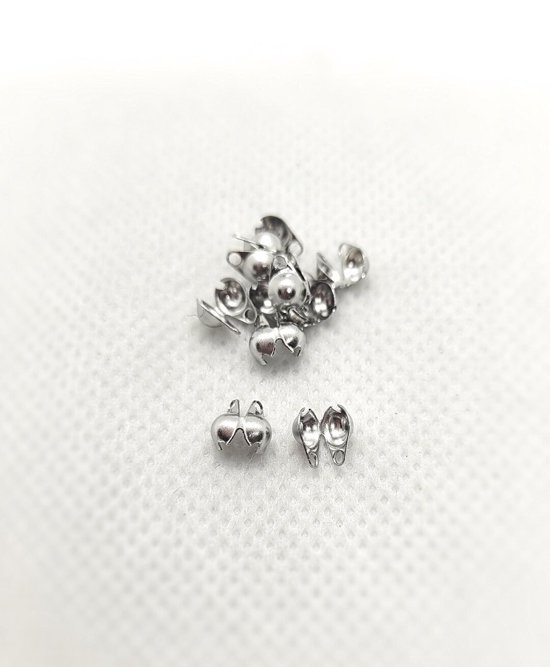 Silver Clamshell Knot Cover Calotte Ends, 10 Pieces, 304 Stainless ...