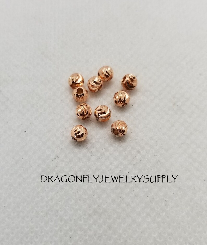10 Pieces Rose Gold Spiral Ridged Round Spacer Beads Cadmium - Etsy