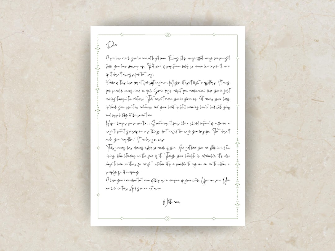 Fertility Journey Support Letter/card Insert: IVF IUI Encouragement ...