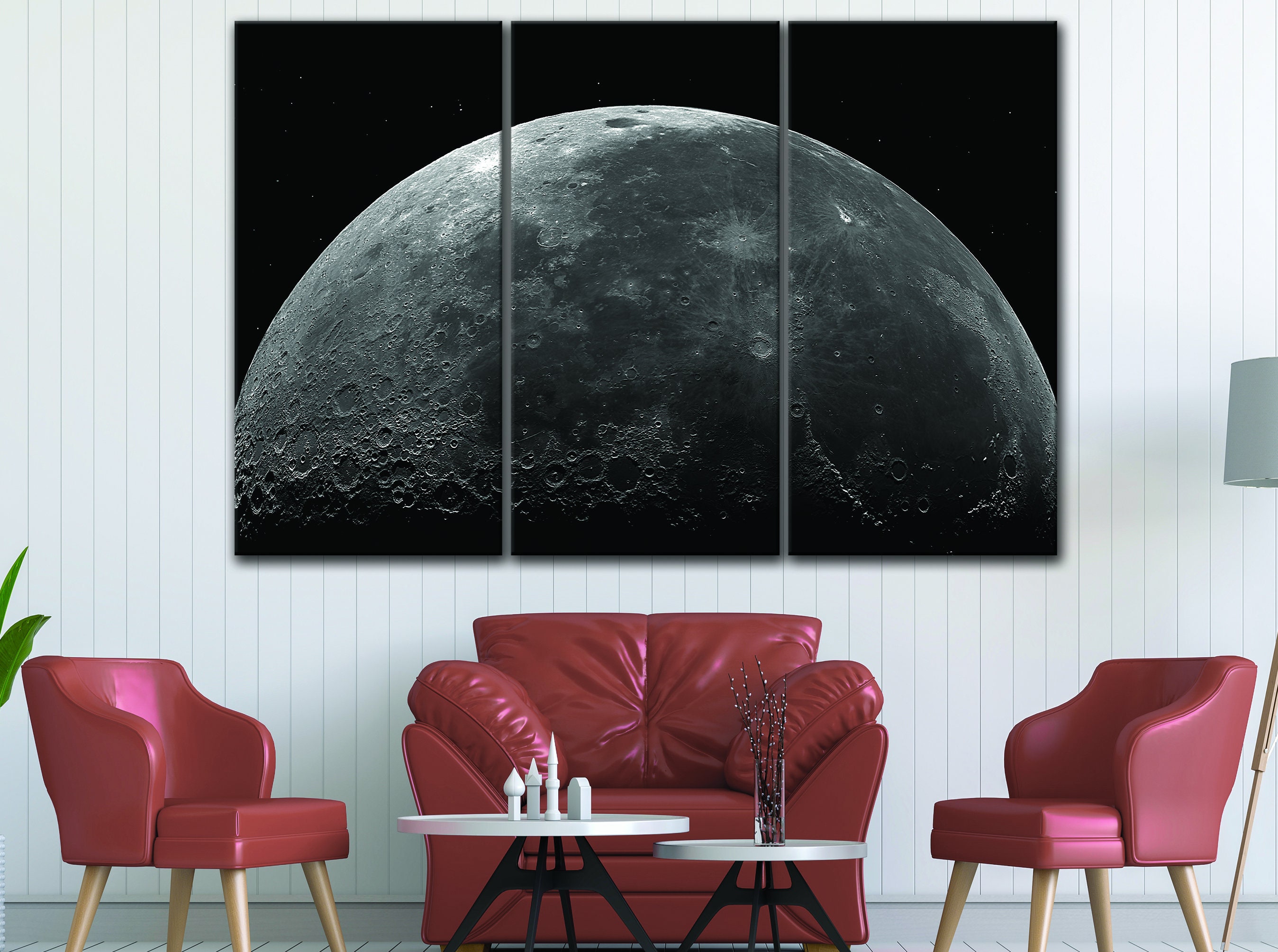 Dark Moon Canvas Art 5 Pieces Moon Wall Art Moon From Space | Etsy
