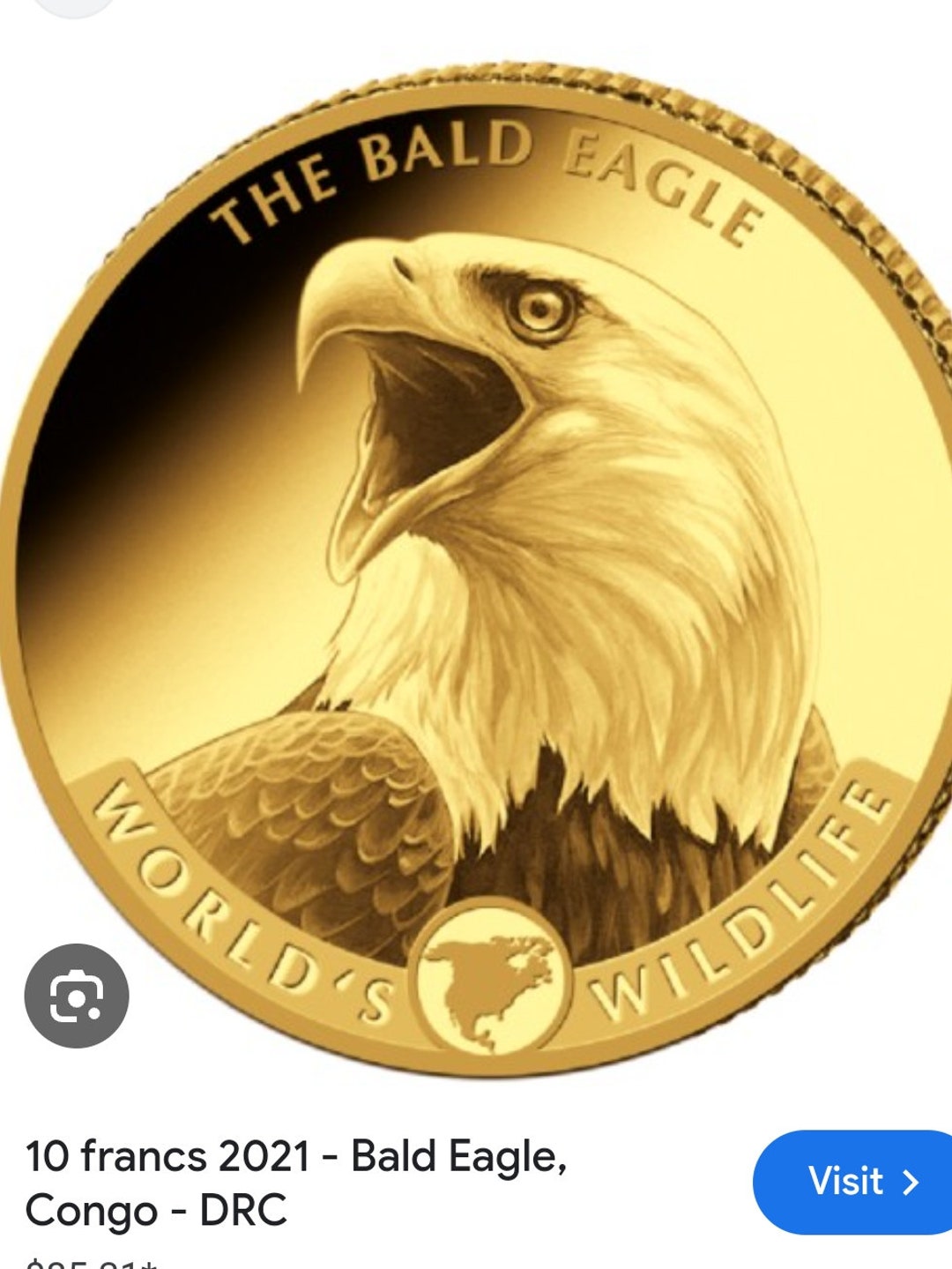 World's Wildlife Collection Bald Eagle Gold Coin 24k - Etsy