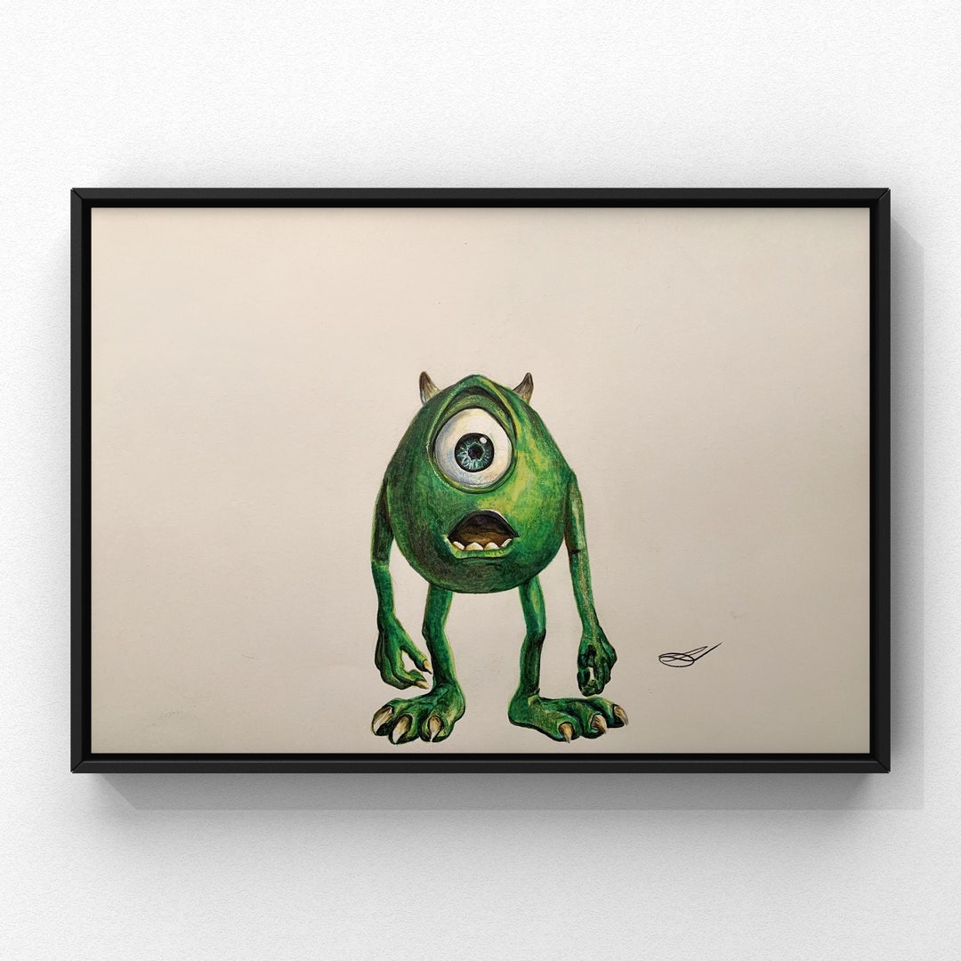 Mike Wazowski Disney Monsters Inc Hand Drawn Art Artwork - Etsy