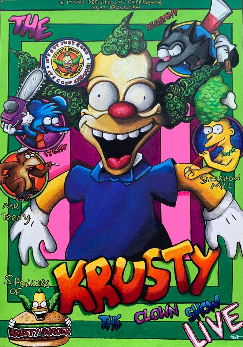 The Krusty the Clown Show - the Simpsons - Hand Drawn Art Artwork ...