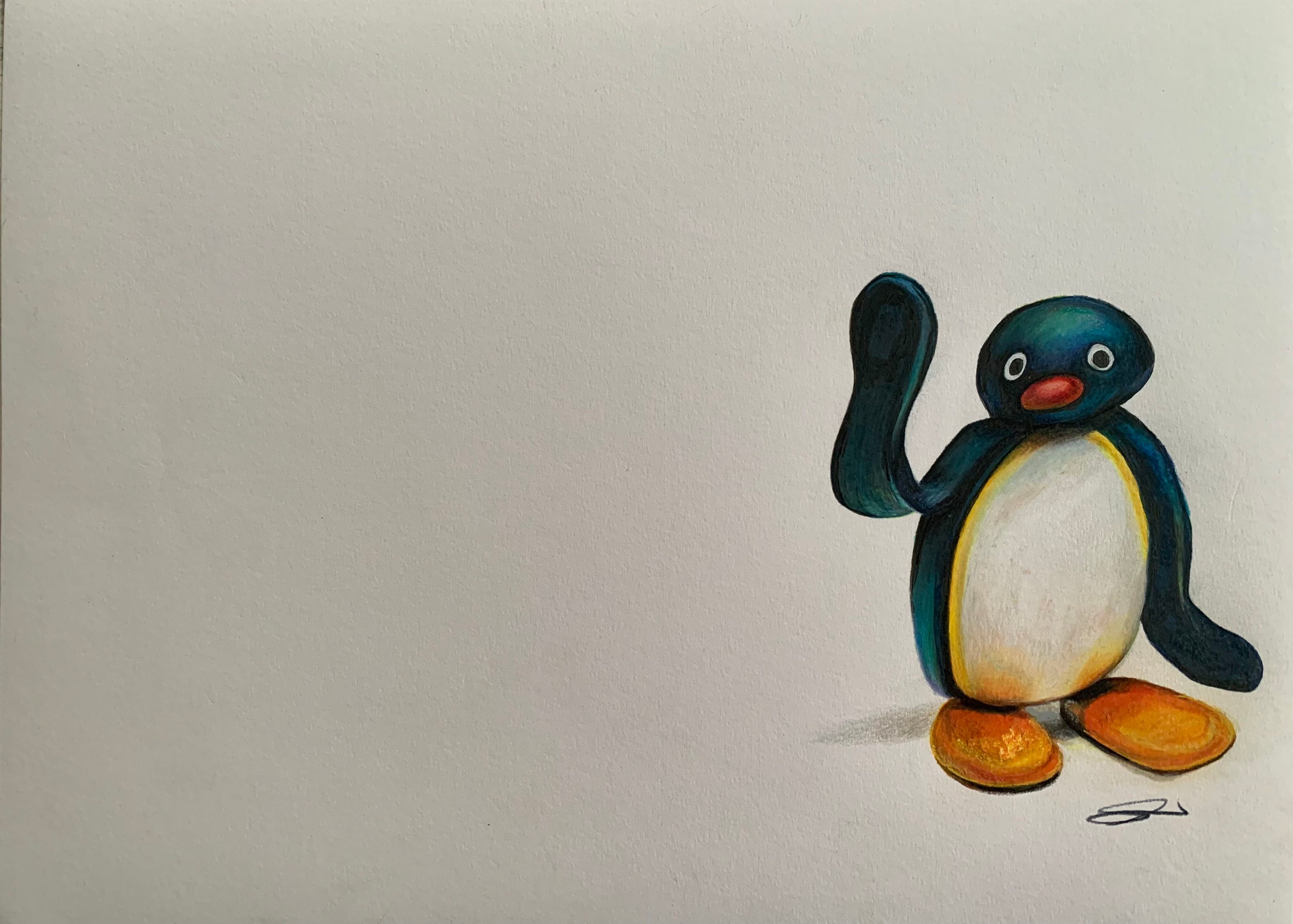 Pingu Hand Drawn Art Artwork Drawing Picture Polychromos - Etsy