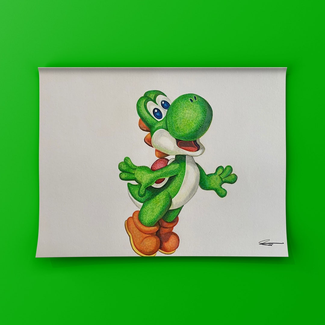 Yoshi - Super Mario - Hand Drawn Art Artwork Drawing Picture ...